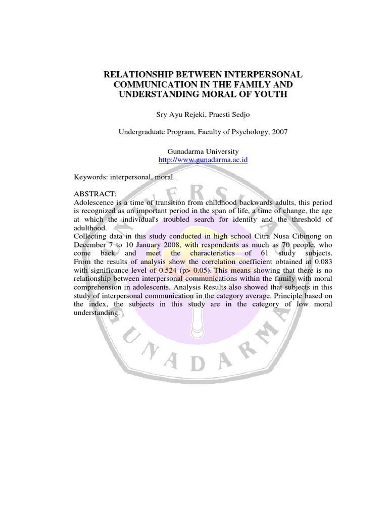 Hubungan Komunikasi Interpersonal Dengan Keluarga | PDF