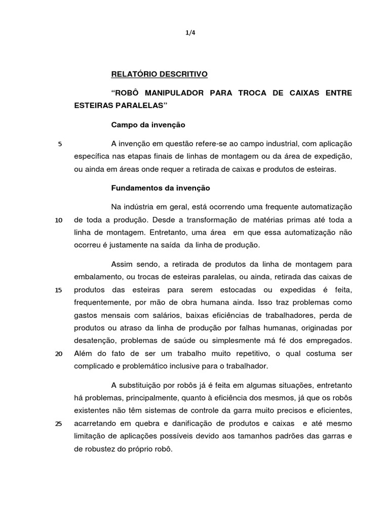 Exemplo de Patente de Um Robô Manipulador | PDF | Robô | Robótica