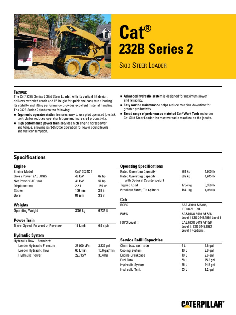 CAT CG Minicargadores 232B | PDF | Loader (Equipment) | Horsepower