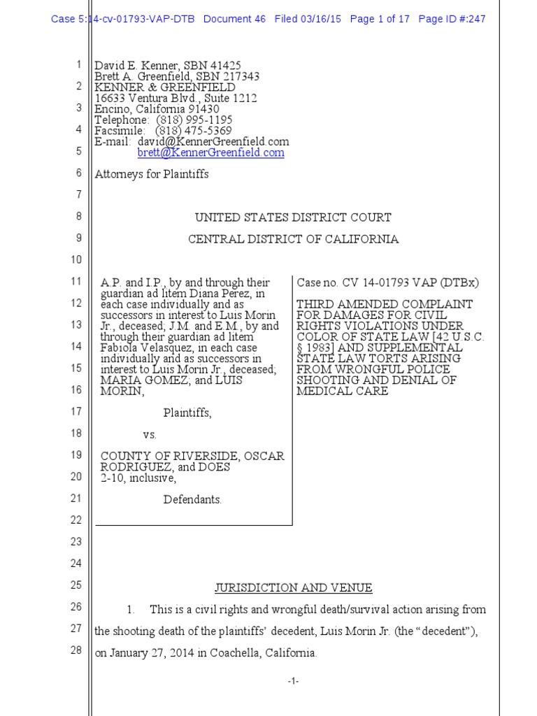 Amended Lawsuit Complaint | Damages | Intentional Infliction Of Emotional Distress