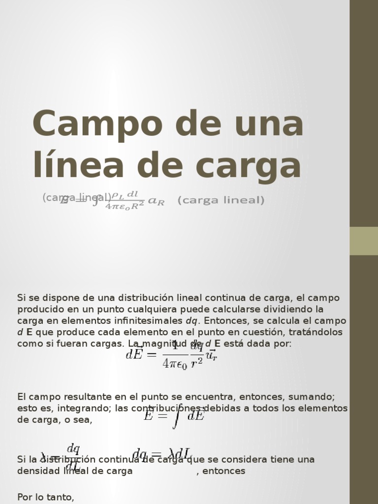 Campo de Una Linea de Carga. | PDF | Campo eléctrico | Electricidad