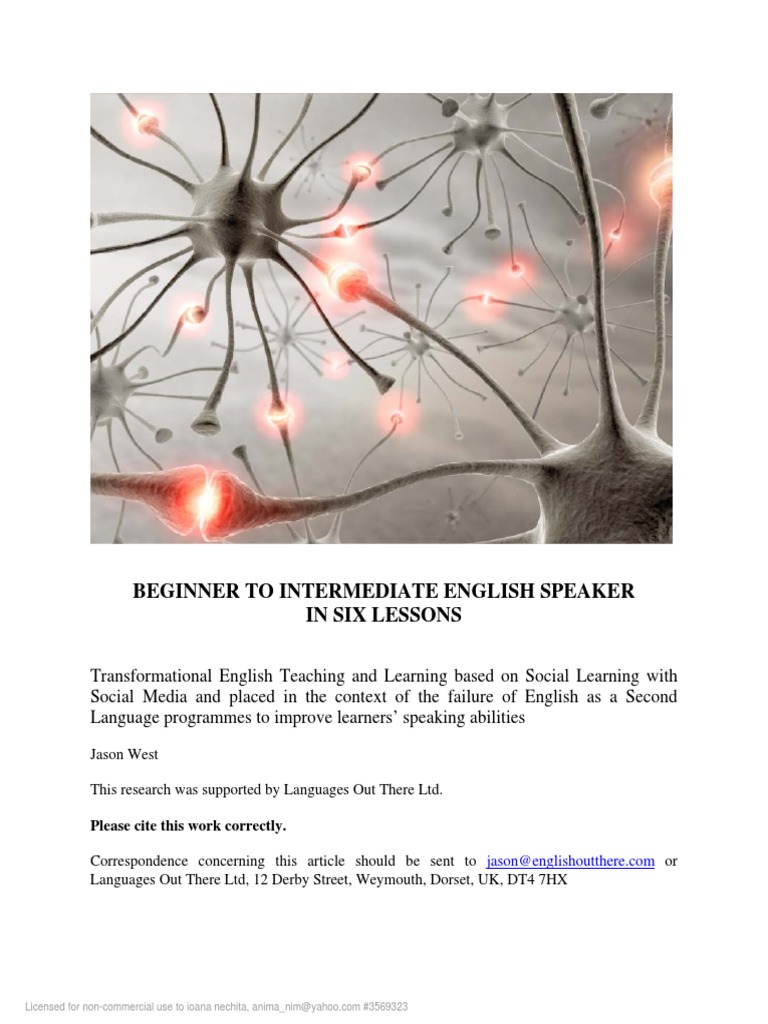 Beginner To Intermediate English Speaker in Six Lessons | PDF | English ...