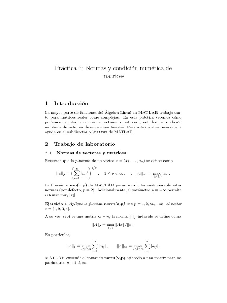 Funcion Norm Matlab | PDF | Matriz (Matemáticas) | Conceptos matemáticos