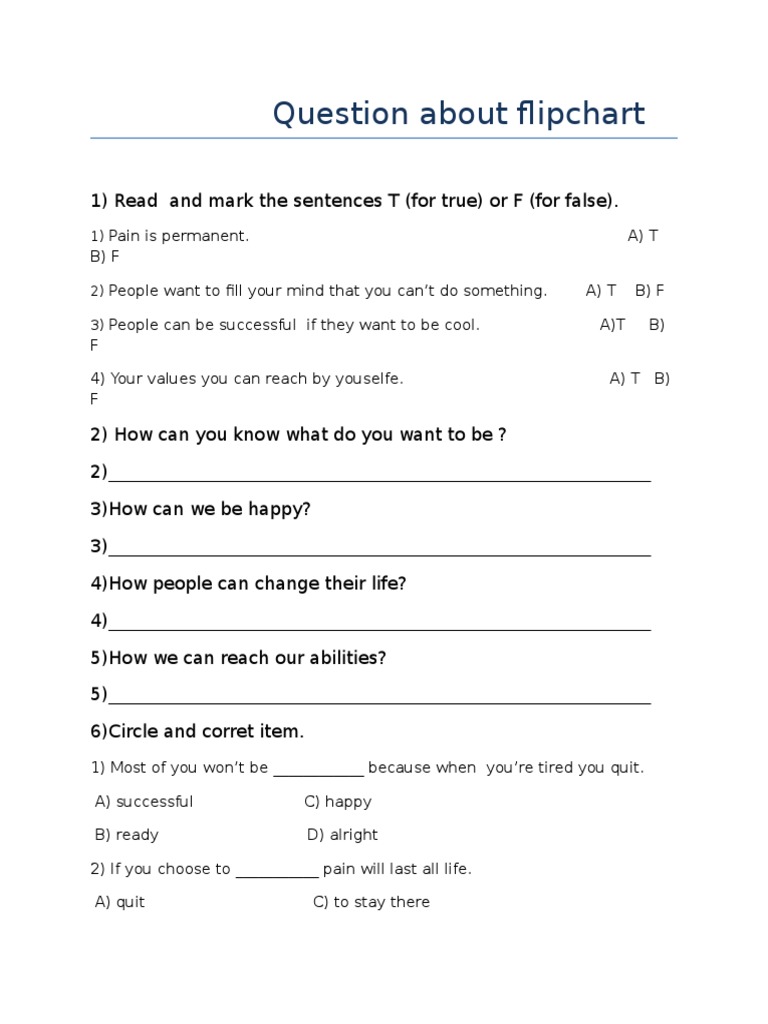 Flipchart Questions on Success and Happiness | PDF