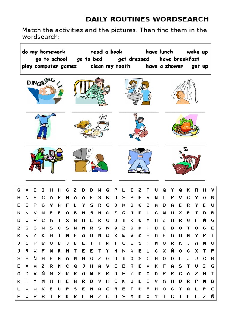 Daily Routines Wordsearch | PDF