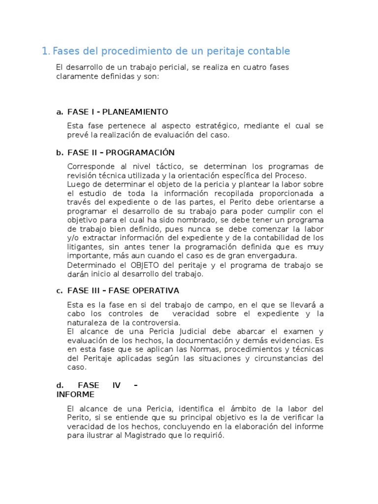 Etapas del Peritaje Contable en Perú | PDF