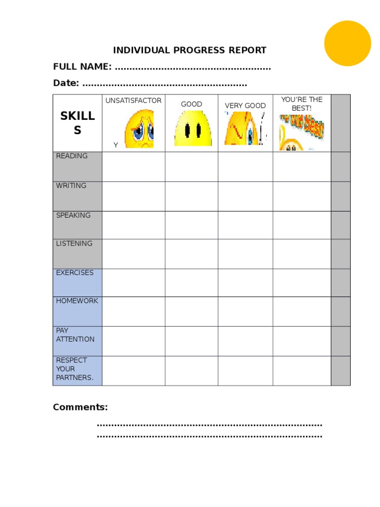 Skill S: Individual Progress Report FULL NAME: Date | PDF