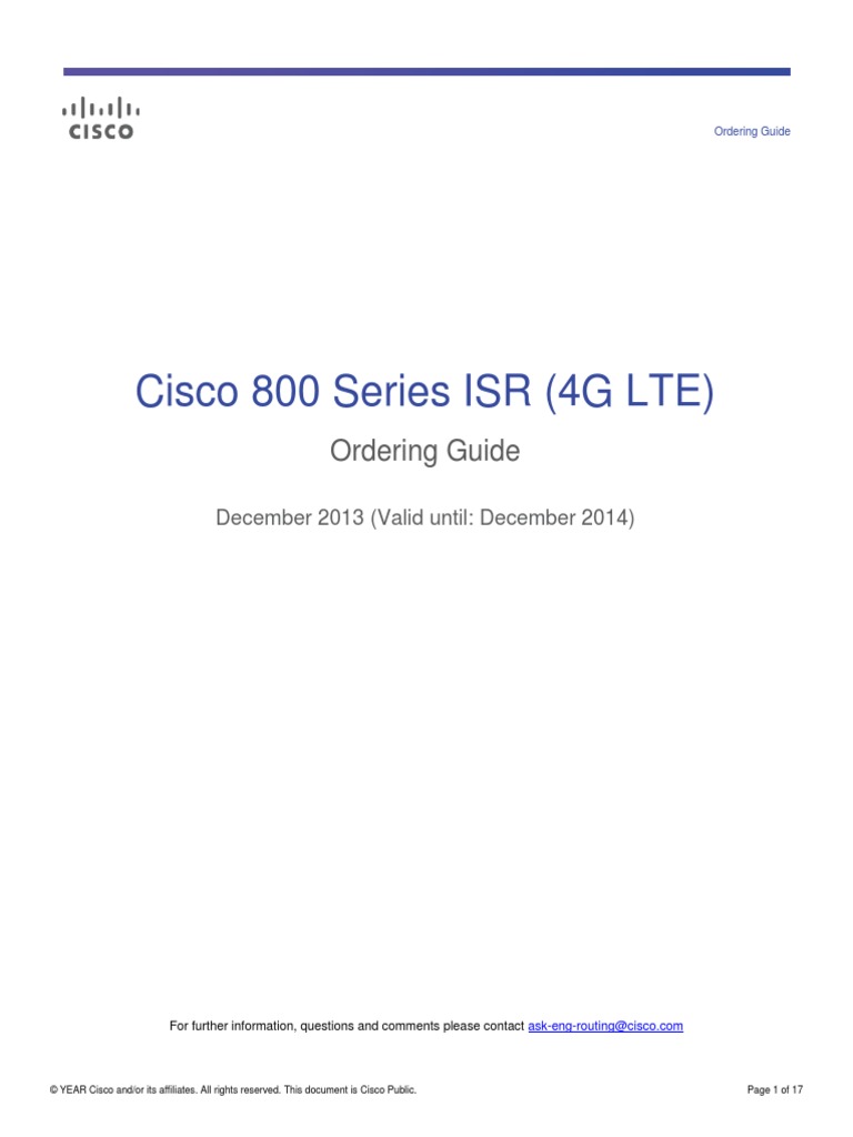 800 Series Routers 4g Ordering Guide | PDF | Cisco Systems | 4 G
