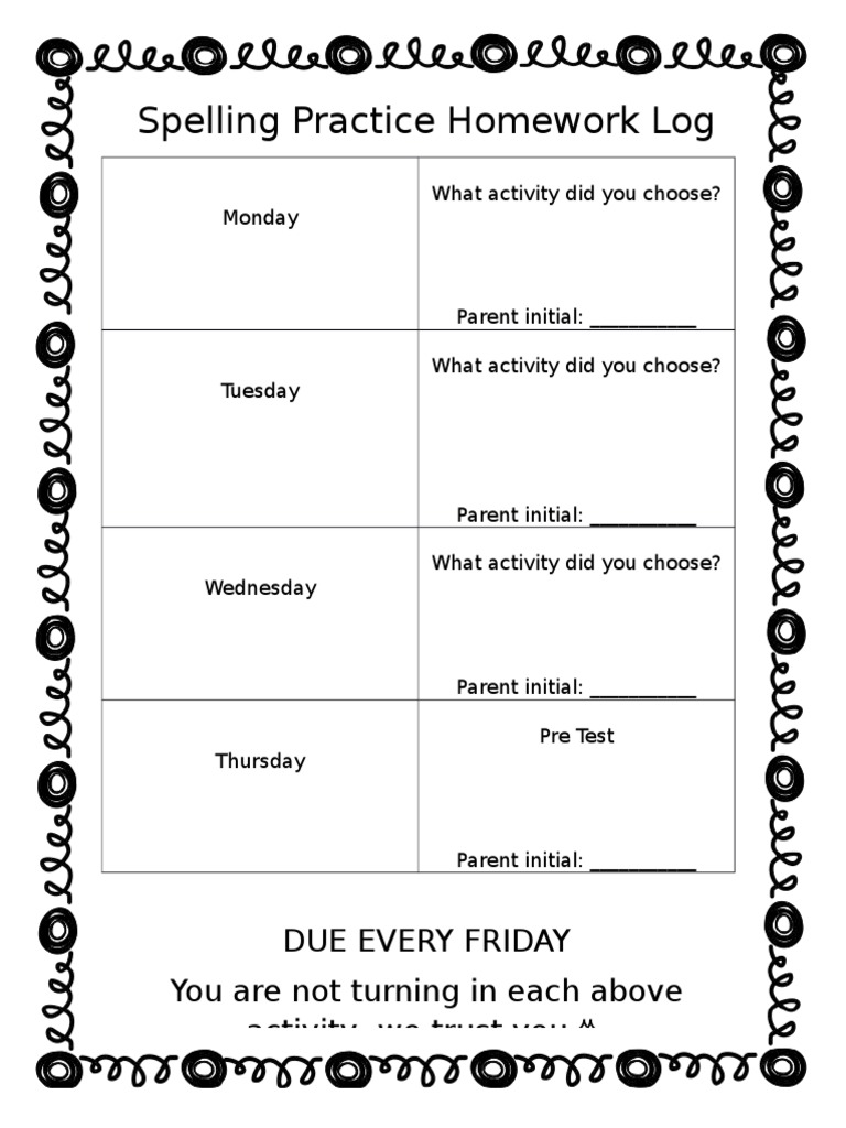 Spelling Log | PDF