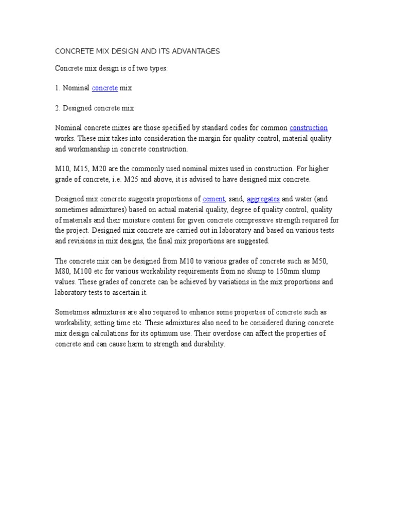 Concrete Mix Design | PDF | Concrete | Cement