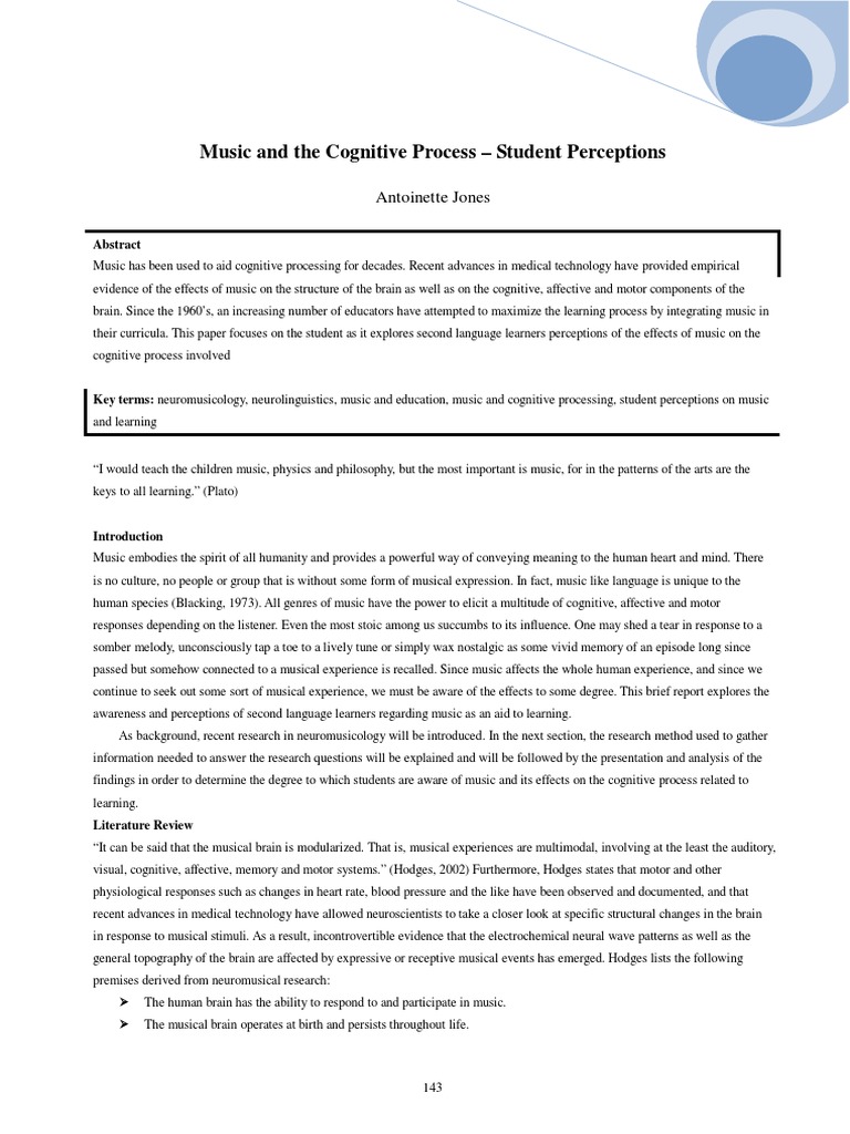 Music and Cognition | PDF | Affect (Psychology) | Brain