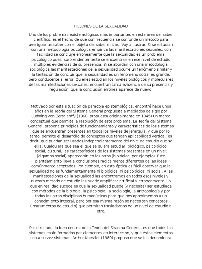 Holones de La Sexualidad | PDF | La sexualidad humana | Homo Sapiens