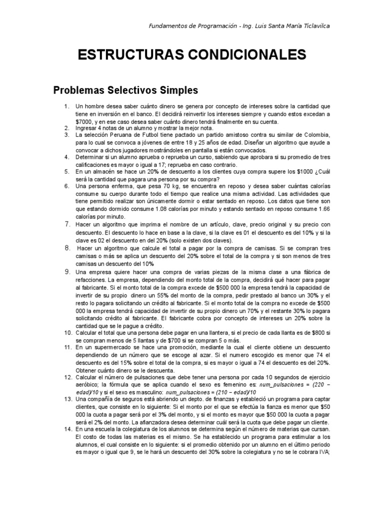 Ejercicios Estructuras Selectivas | PDF | Bancos | Salario