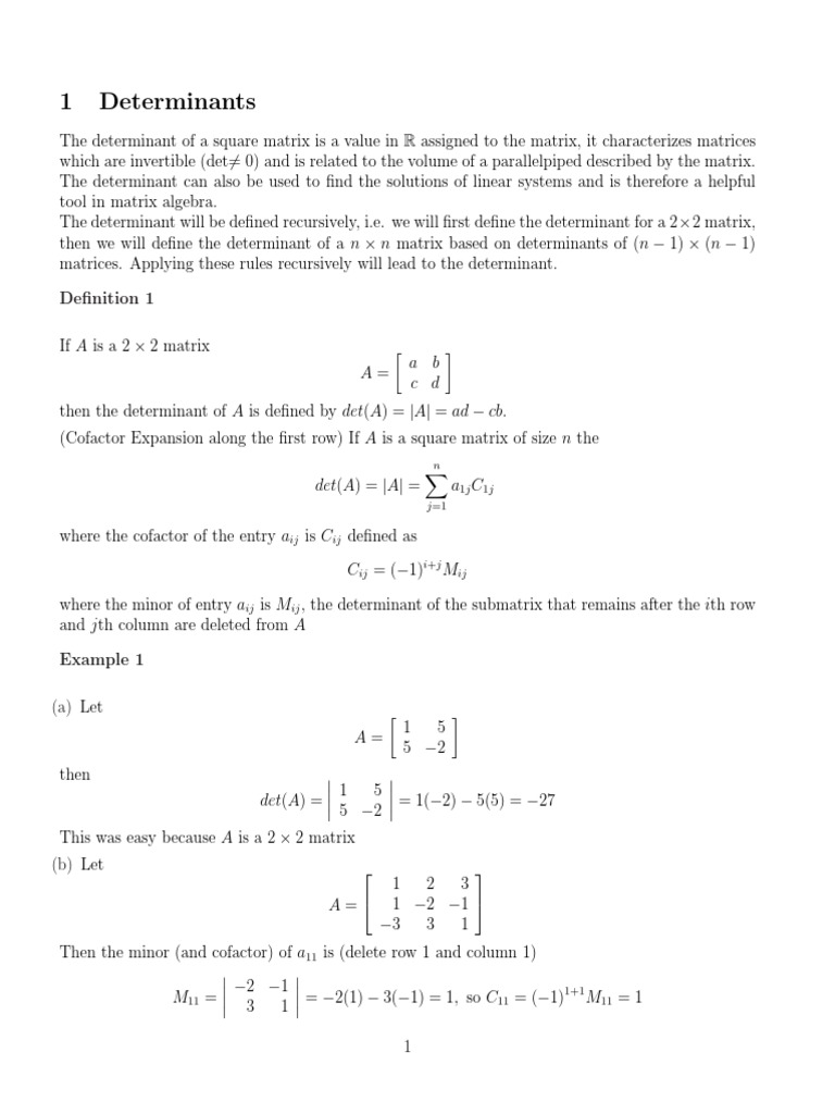 1 Determinants: A Ab CD | PDF | Determinant | Matrix (Mathematics)