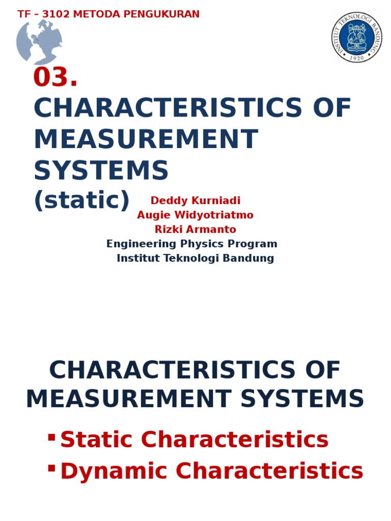 Static Characteristics in Measurement System | PDF | Calibration | Bias ...