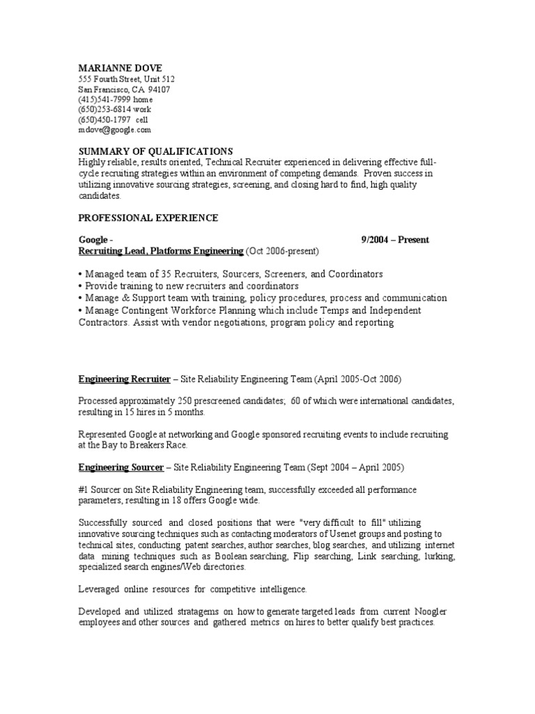 Dove Recruitment Expertise Summary | PDF | Programmer | Recruitment
