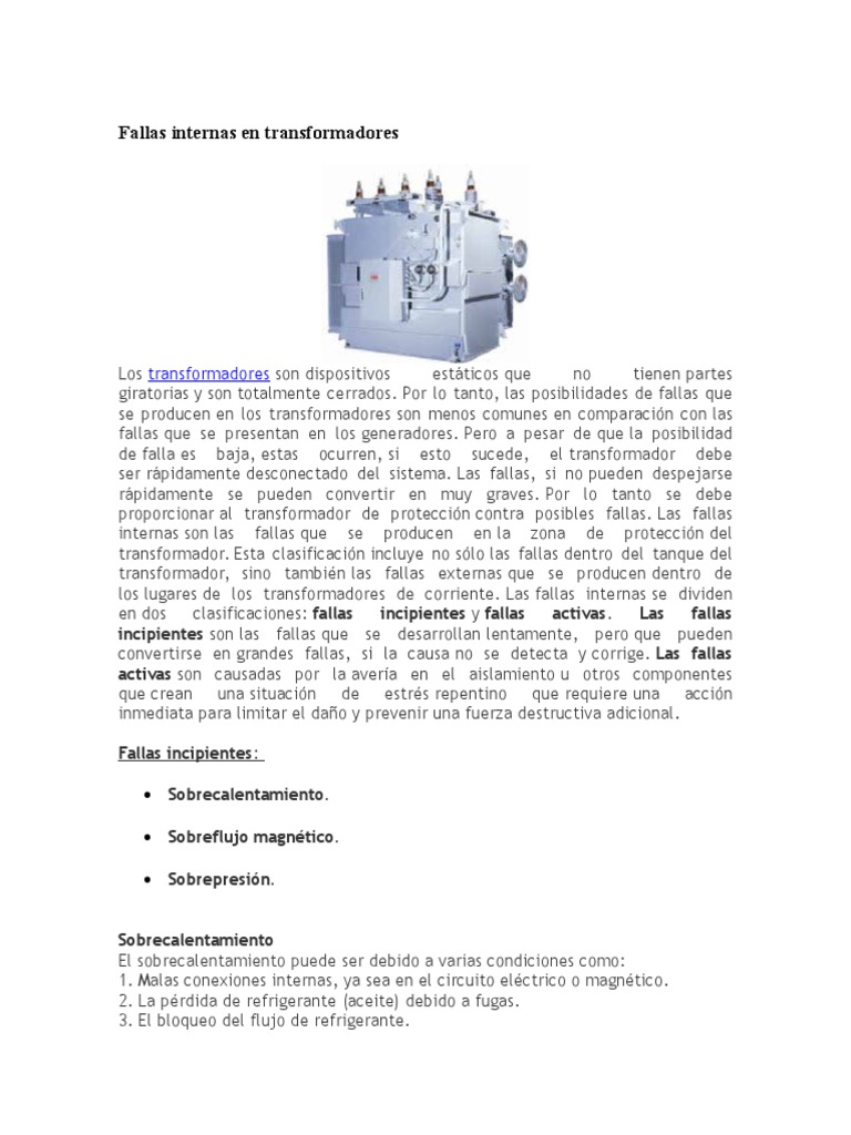 Fallas Internas en Transformadores | PDF | Transformador | Inductor