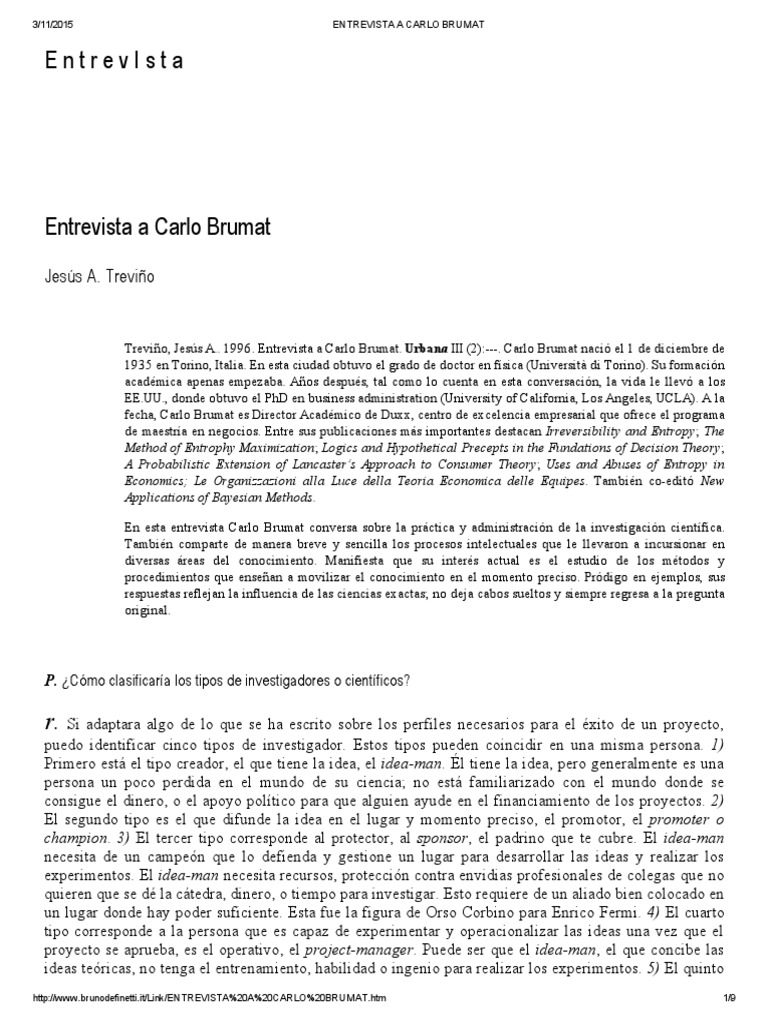 Entrevista A Carlo Brumat | PDF | Science | Conocimiento