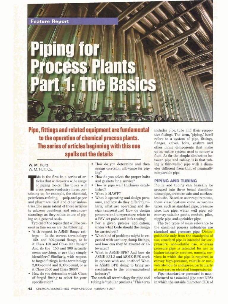 Article 1 Piping For Process Plants Part 1 The Basics | PDF | Pipe ...