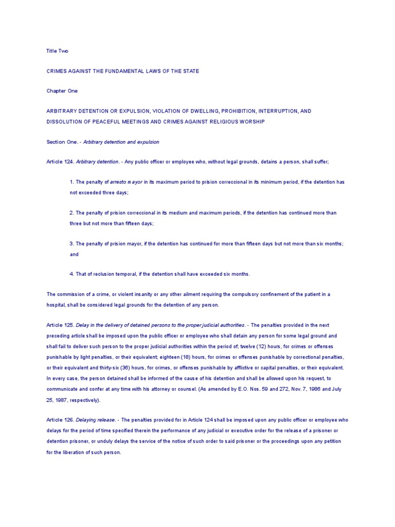 Revised Penal Code BOOK 2 | PDF | Detention (Imprisonment) | Prison