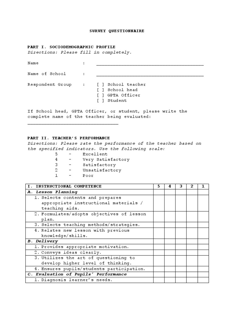 Survey Questionnaire Final | PDF | Teaching Method | Teachers