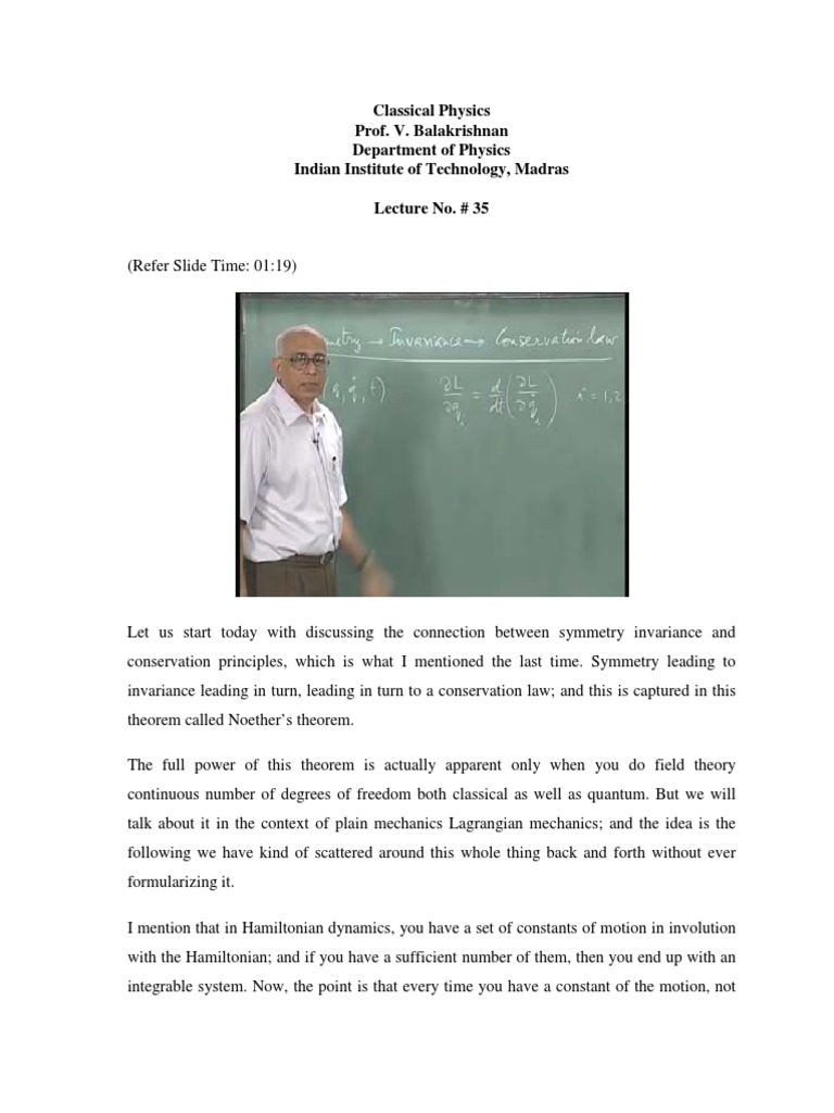 Classical Physics Prof. V. Balakrishnan Department of Physics Indian ...