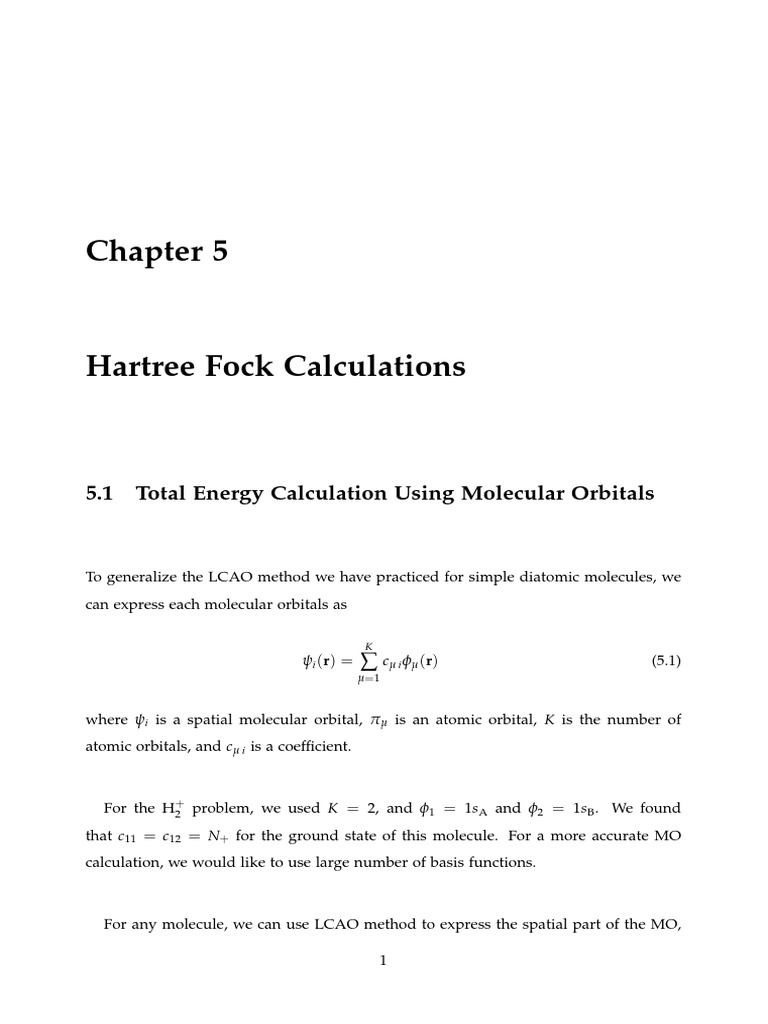 5.1 Total Energy Calculation Using Molecular Orbitals | Download Free PDF | Molecular Orbital ...
