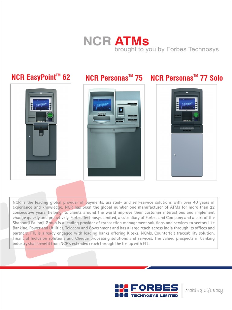 Brochure Desgin NCR ATMs | PDF | Automated Teller Machine | Printer (Computing)