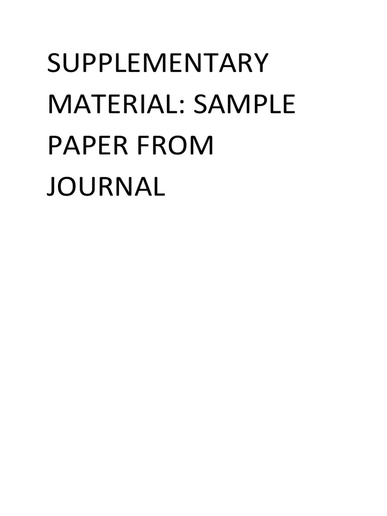 Supplementary Material: Sample Paper From Journal | PDF