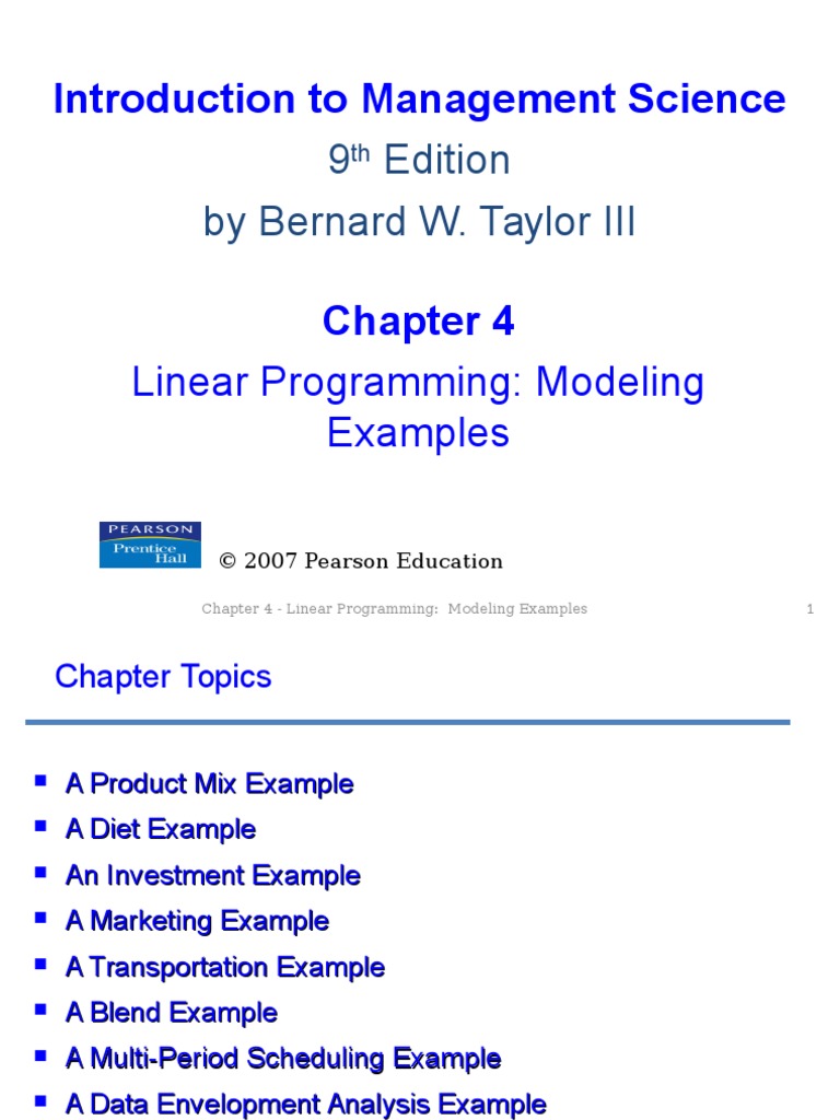 Chap04-LP Modeling Examples | PDF | Linear Programming | Science