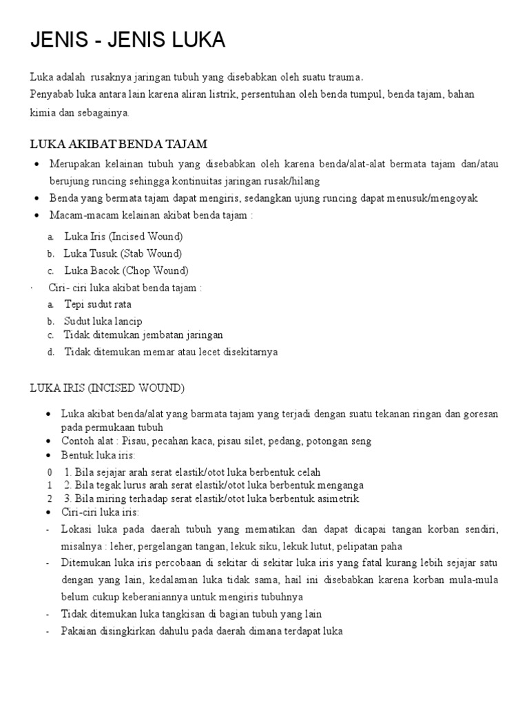 Jenis Jenis Luka | PDF