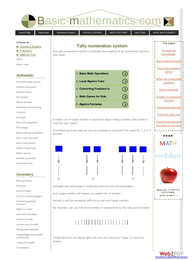 Tally Numeration System | Download Free PDF | Area | Teaching Mathematics