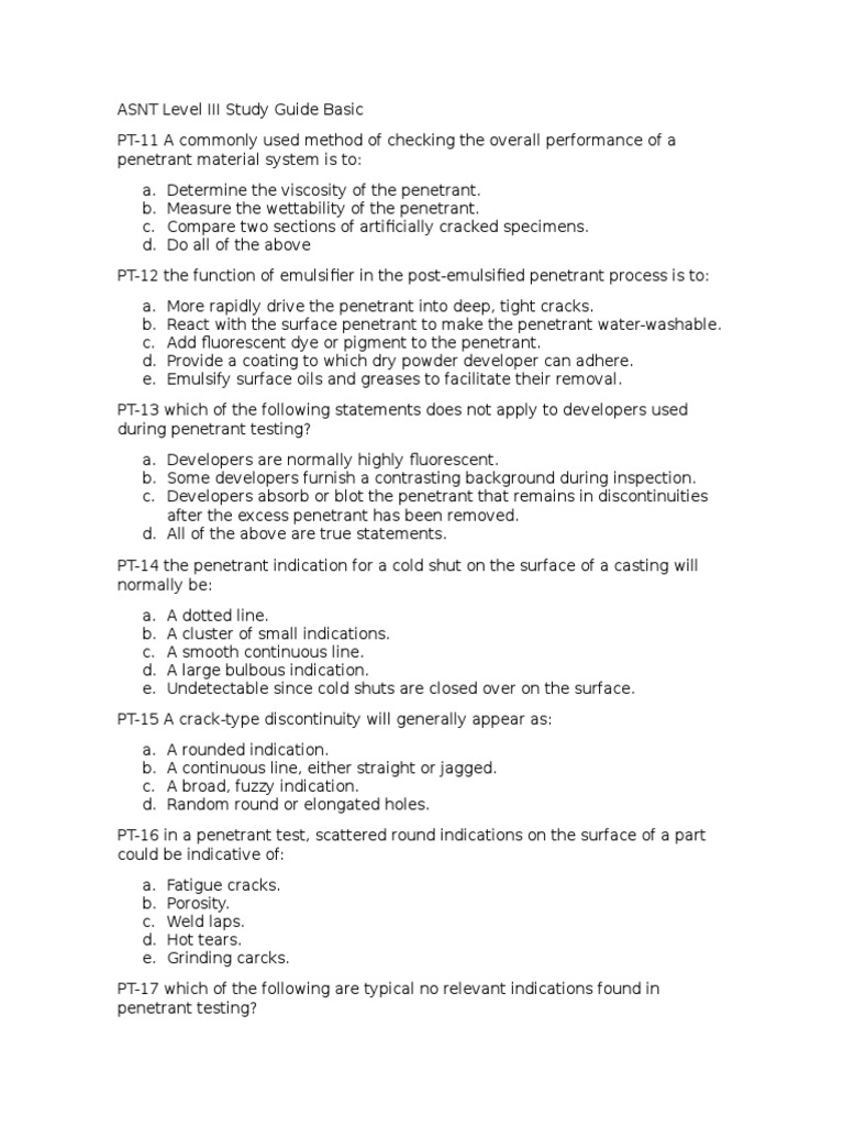 ASNT Level III Study Guide Basic | PDF | Ultrasound | Welding