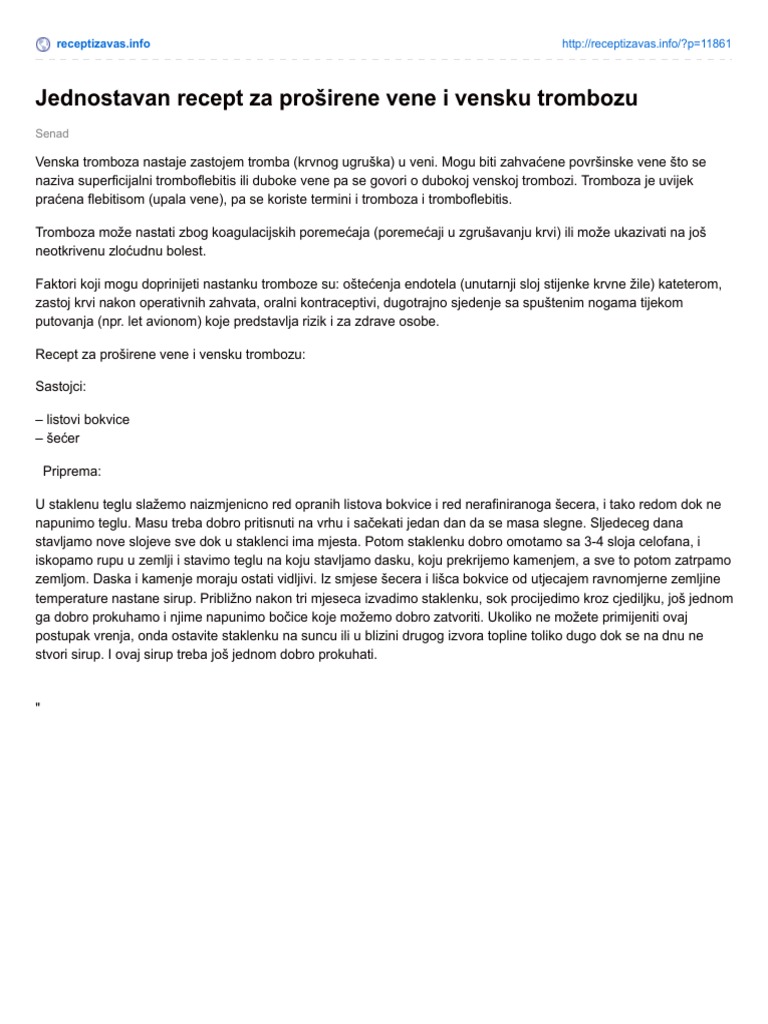 Receptizavas - Info-Jednostavan Recept Za Proširene Vene I Vensku ...