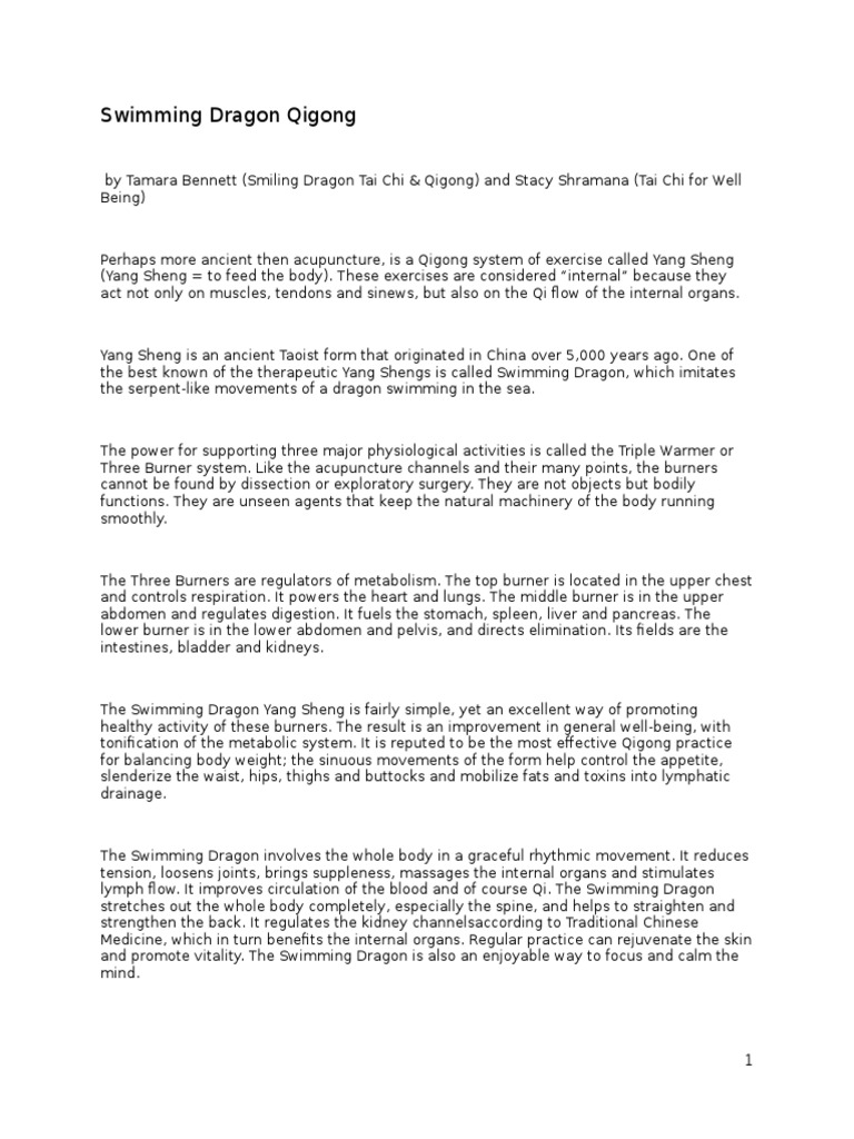 Swim Dragon | PDF | Qi | Physical Exercise