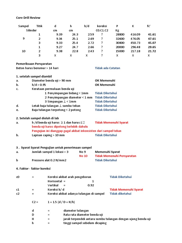 Contoh Analisa Core Drill | PDF | Teknologi & Rekayasa