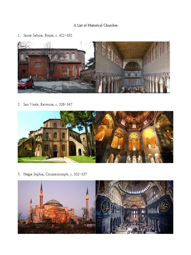 A List of Historical Churches | PDF | Pope | Catholic Church