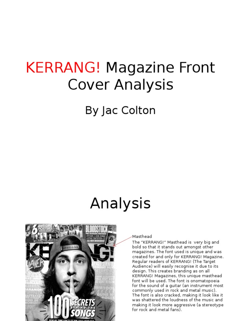 KERRANG! Magazine Front Cover Analysis COMPLETE | PDF | Rock Music | Heavy Metal Music