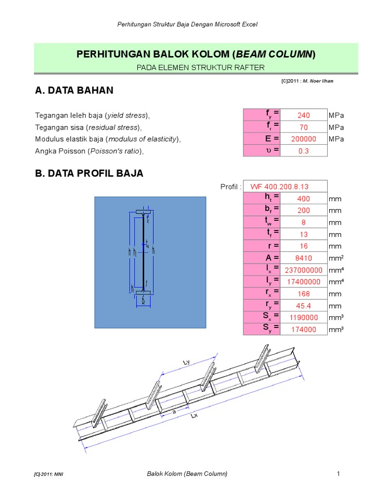 Perhitungan Struktur Baja WF Excel | PDF