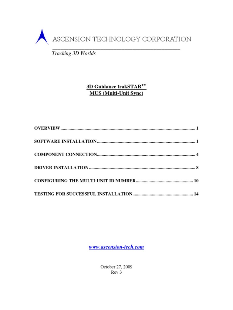 TrakSTAR MUS Installation Guide Addendum | PDF | Usb | Installation ...