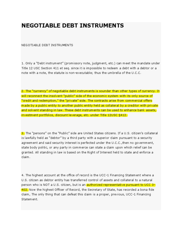 Understanding Negotiable Debt Instruments | PDF | Security Interest ...