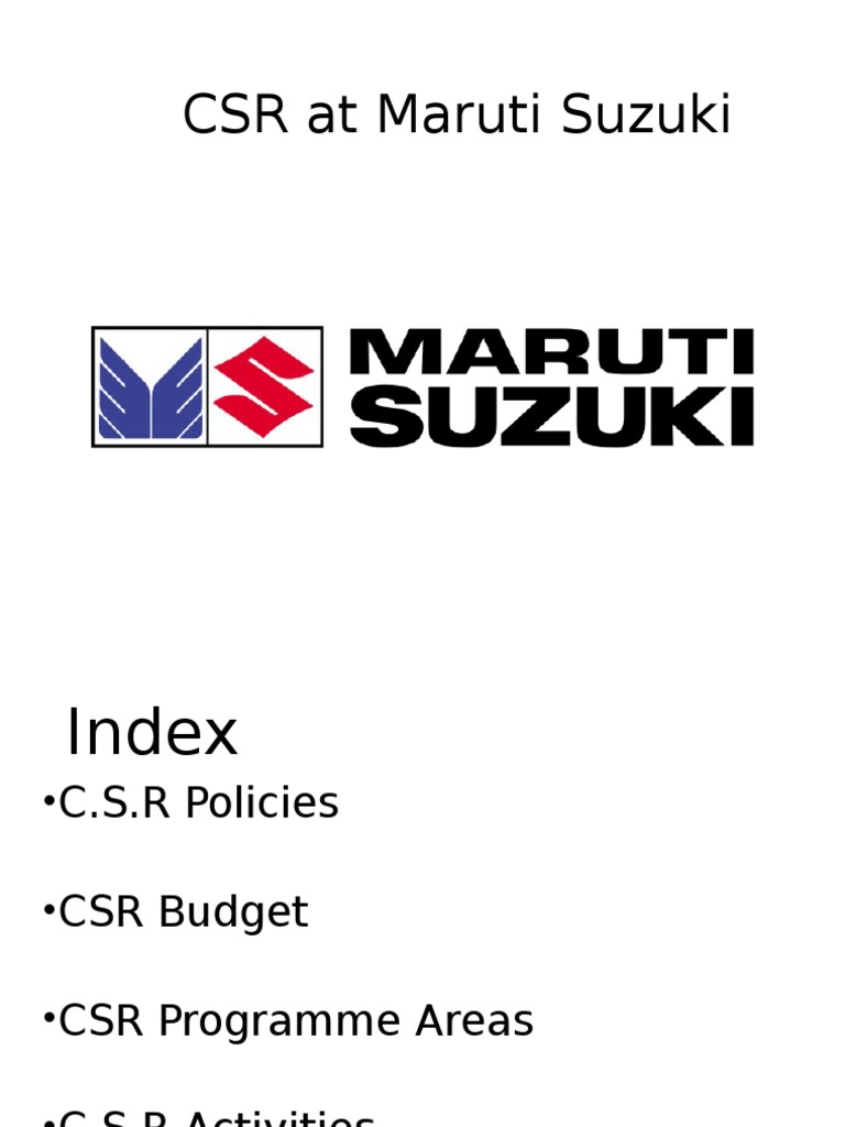 Maruti Suzuki CSR Initiatives Overview | PDF | Corporate Social ...