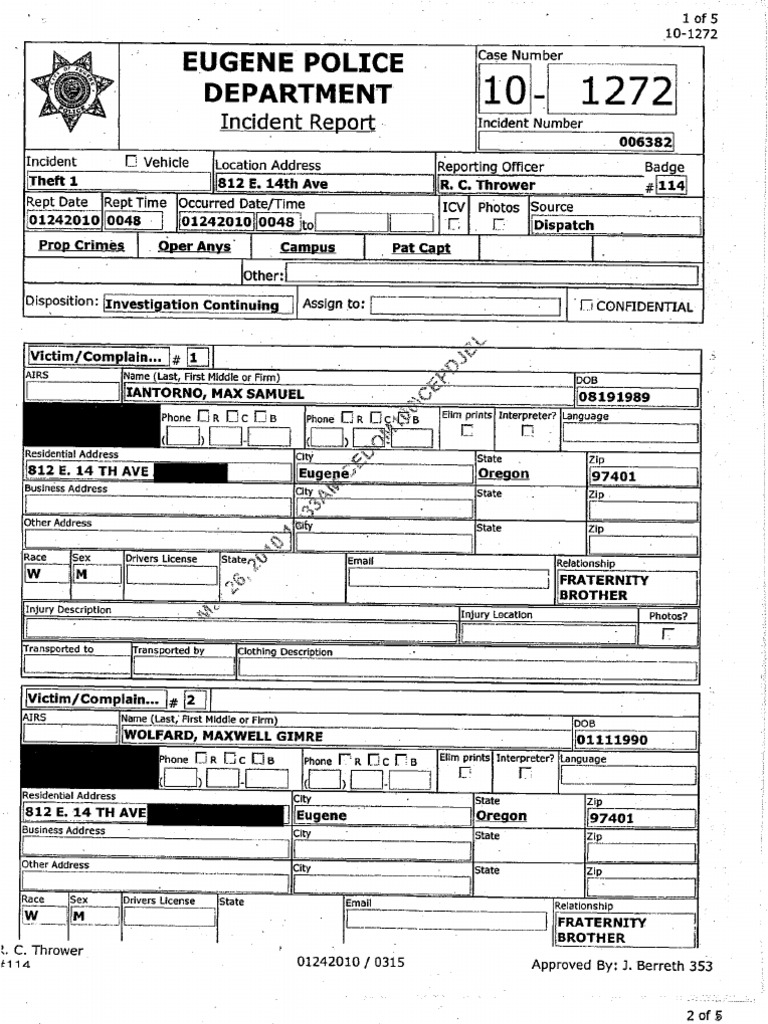 Jeremiah Masoli-Garrett Embry Police Report | PDF