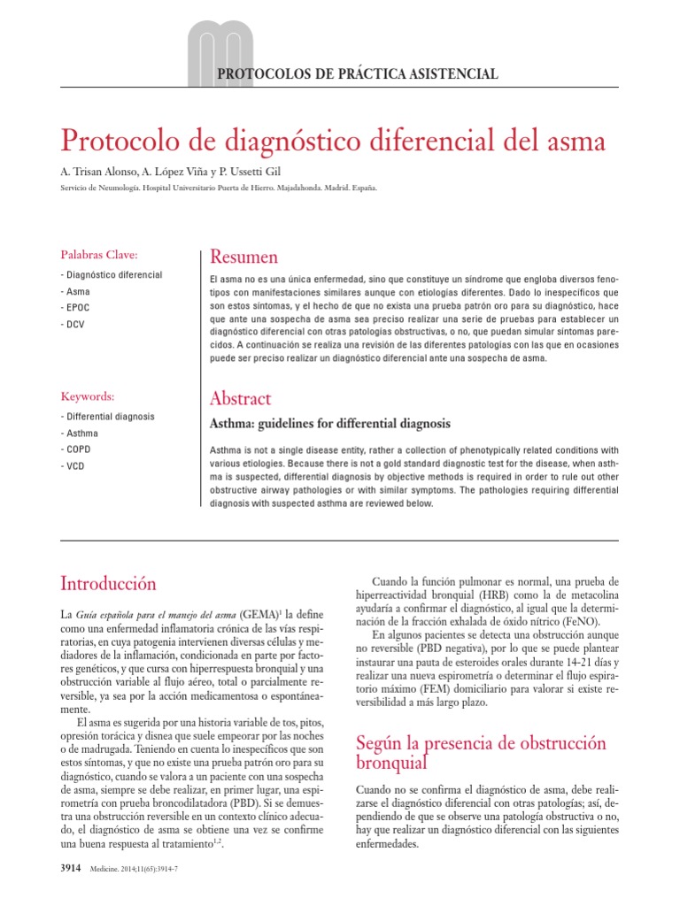 Protocolo de Diagnóstico Diferencial Del Asma | Tos | Asma
