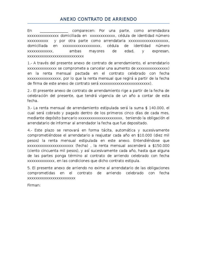 Anexo Contrato de Arriendo | PDF