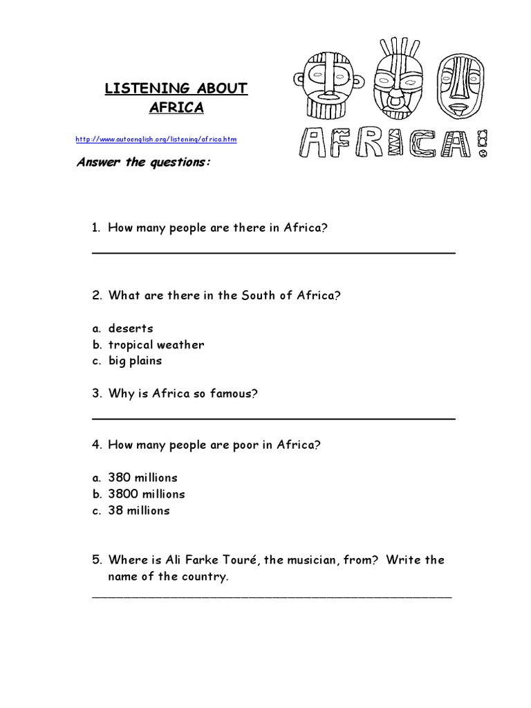 Listening Comprehension: Africa Facts | PDF