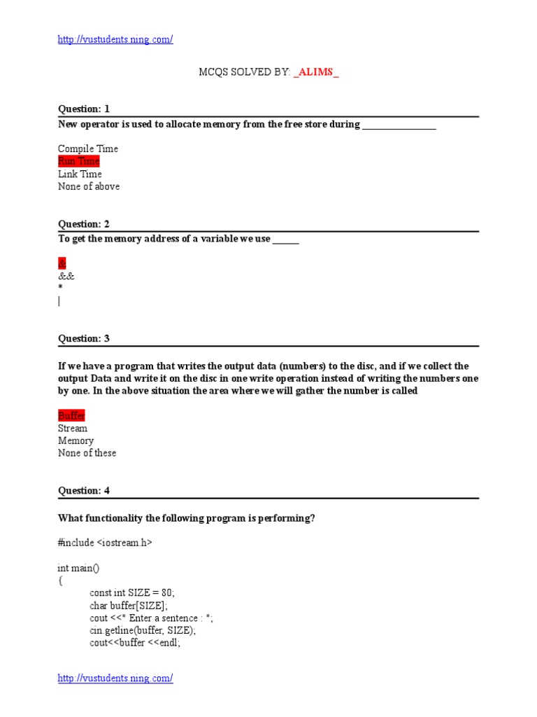 Cs201 Solved Final Term Papers Pdf Integer Computer Science Subroutine