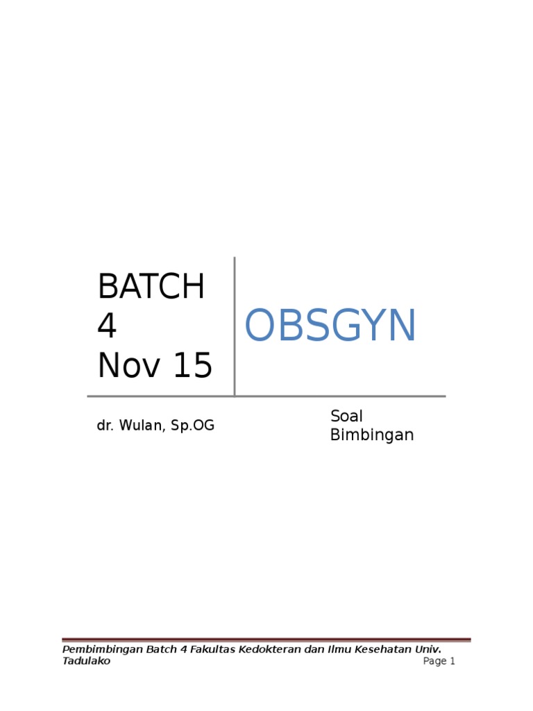 Soal Pembimbingan Obstetri-Ginekologi | PDF | Sains & Matematika