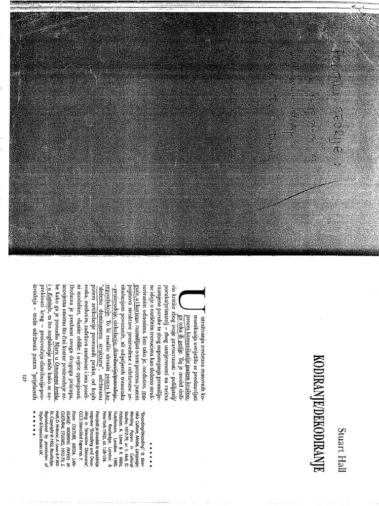 Hall Stuart - Kodiranje Dekodiranje | PDF
