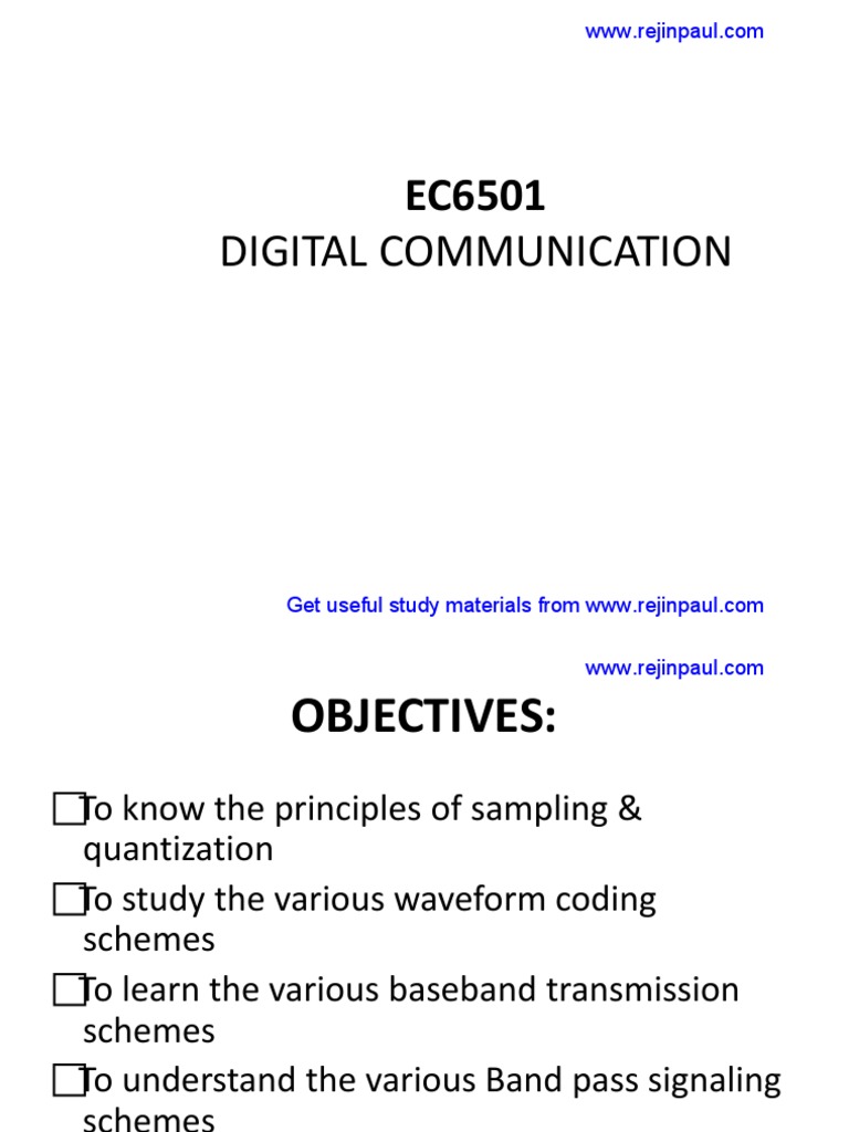 Digital Communication Notes | PDF | Modulation | Sampling (Signal ...